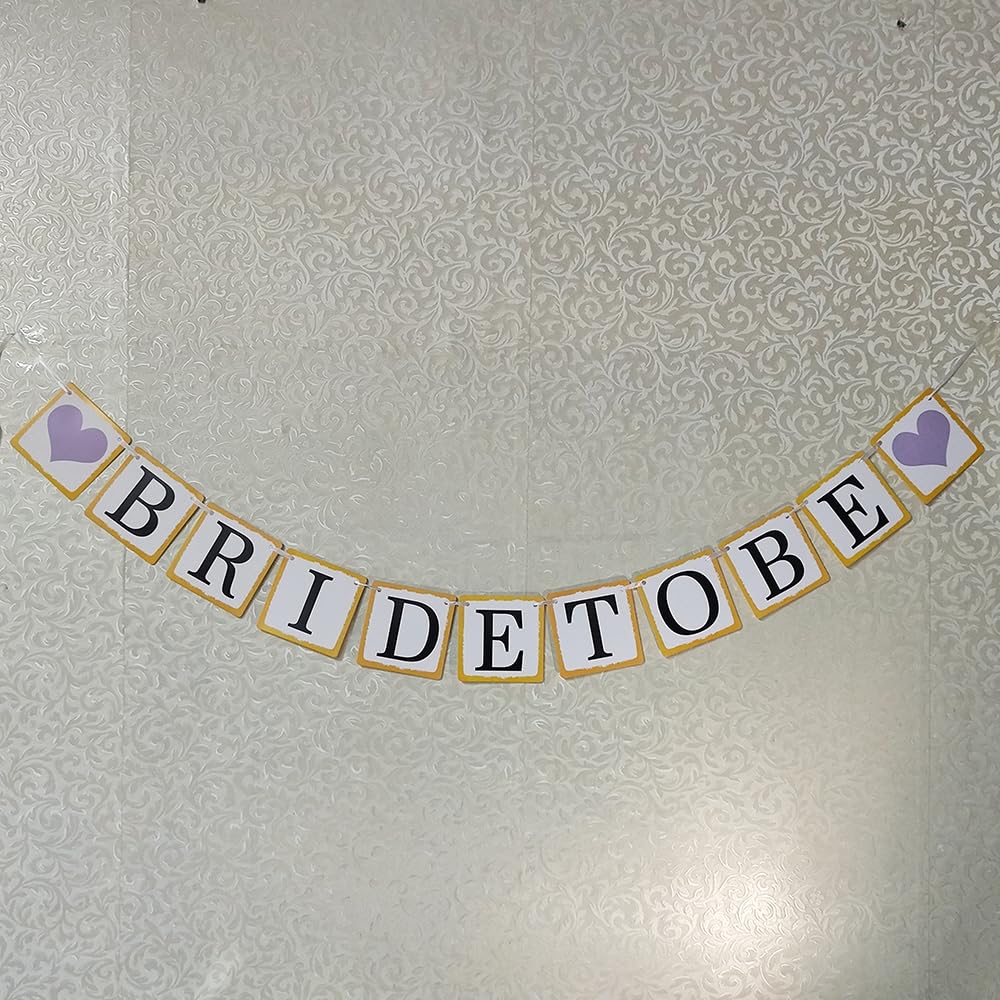 Purple Bride To Be Banner for Lavender Purple Bridal Shower Bachelorette Party Miss to Mrs Party Decorations