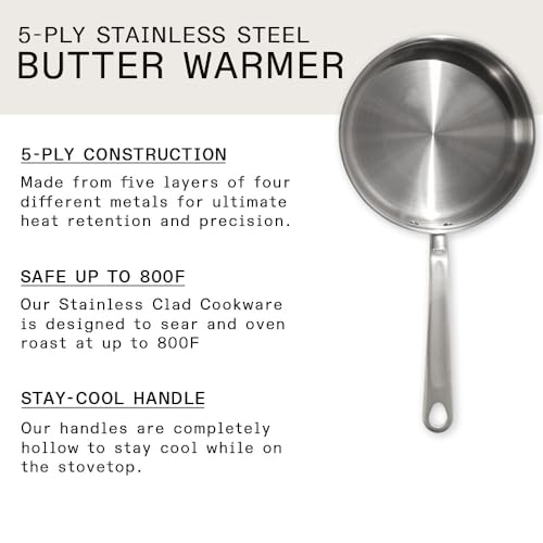 Made In Cookware - 3/4 Quart Stainless Steel Butter Warmer - 5 Ply Stainless Clad - Professional Cookware - Crafted in Italy - Induction Compatible