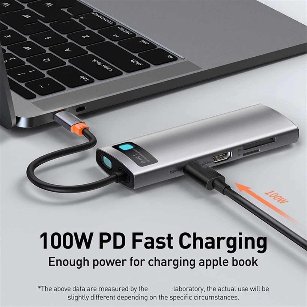 MZLXDEDIAN USB C Adapter, 8 in 1 USB C HUB USB C Ethernet Adapter HDMI Multiport Adapter Laptop Docking Station for with 3.0 USB PD TF/SD Card Reader