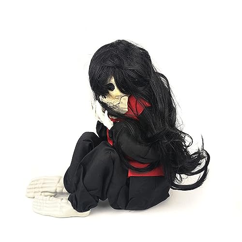 Halloween Crying Child Animatronics Outdoor Decor - Scary Skull Outside Halloween Yard Props Decoration,Spooky Halloween Animatronics with Horrible Weep