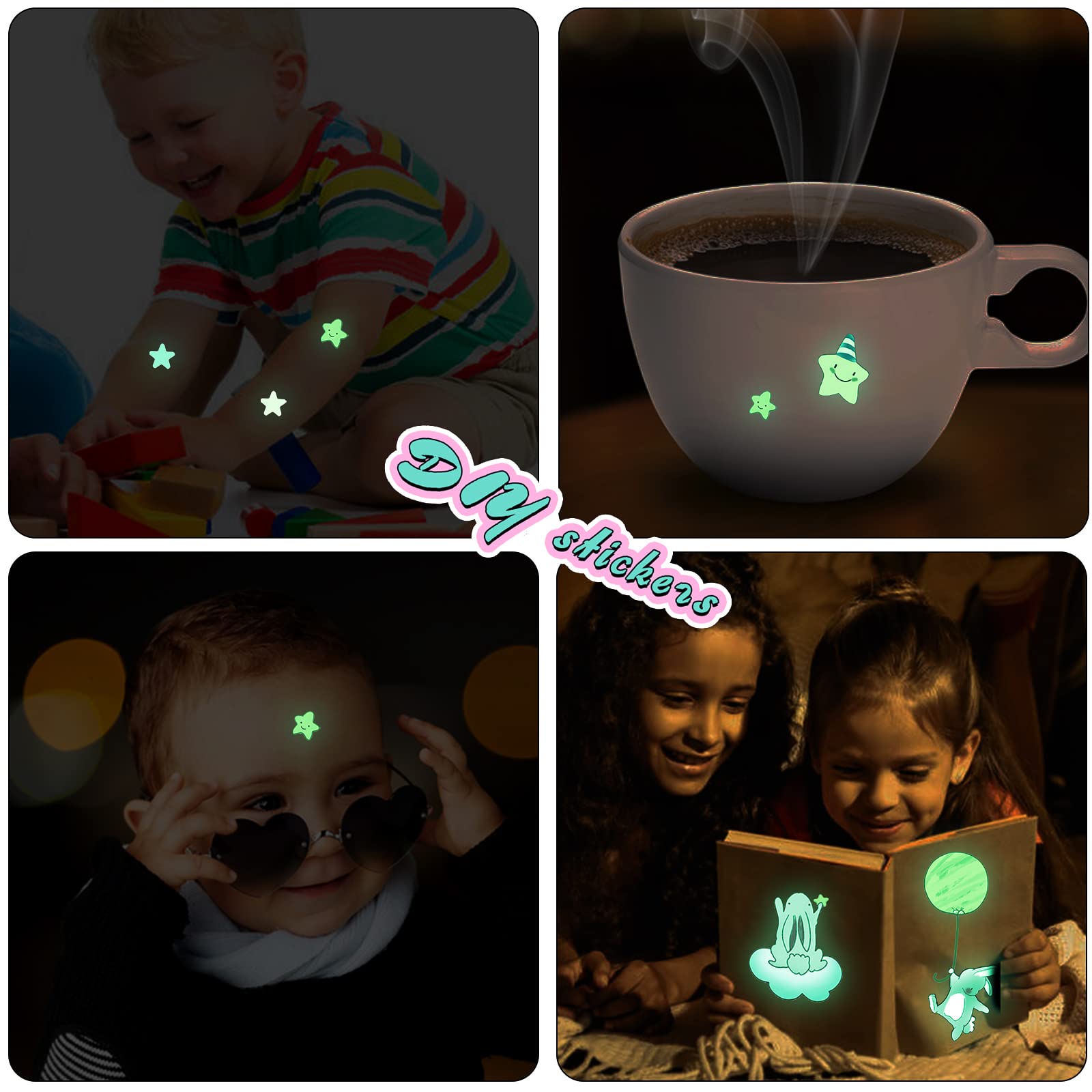 MESU Glow in The Dark Wall Decals Luminous Moon Stars Stickers Rabbit for Kids Bedroom Ceiling Decorate Starry Sky Star Rabbit