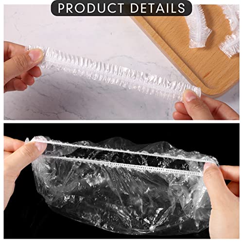 TaoBary Disposable Food Covers Elastic Plastic Covers with Elastic Edge 16.5" Food Storage Covers Reusable Stretch Bowl Covers for Outside Picnic Clear Plate Wrap Food Lids for Leftovers (600 Pcs)