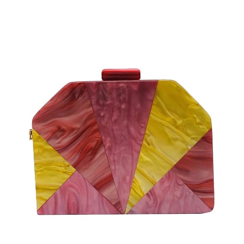 N/A Acrylic Evening Bags Women's Tote Multicolour Patchwork Clutch Purses Party Handbags Shoulder Crossbody