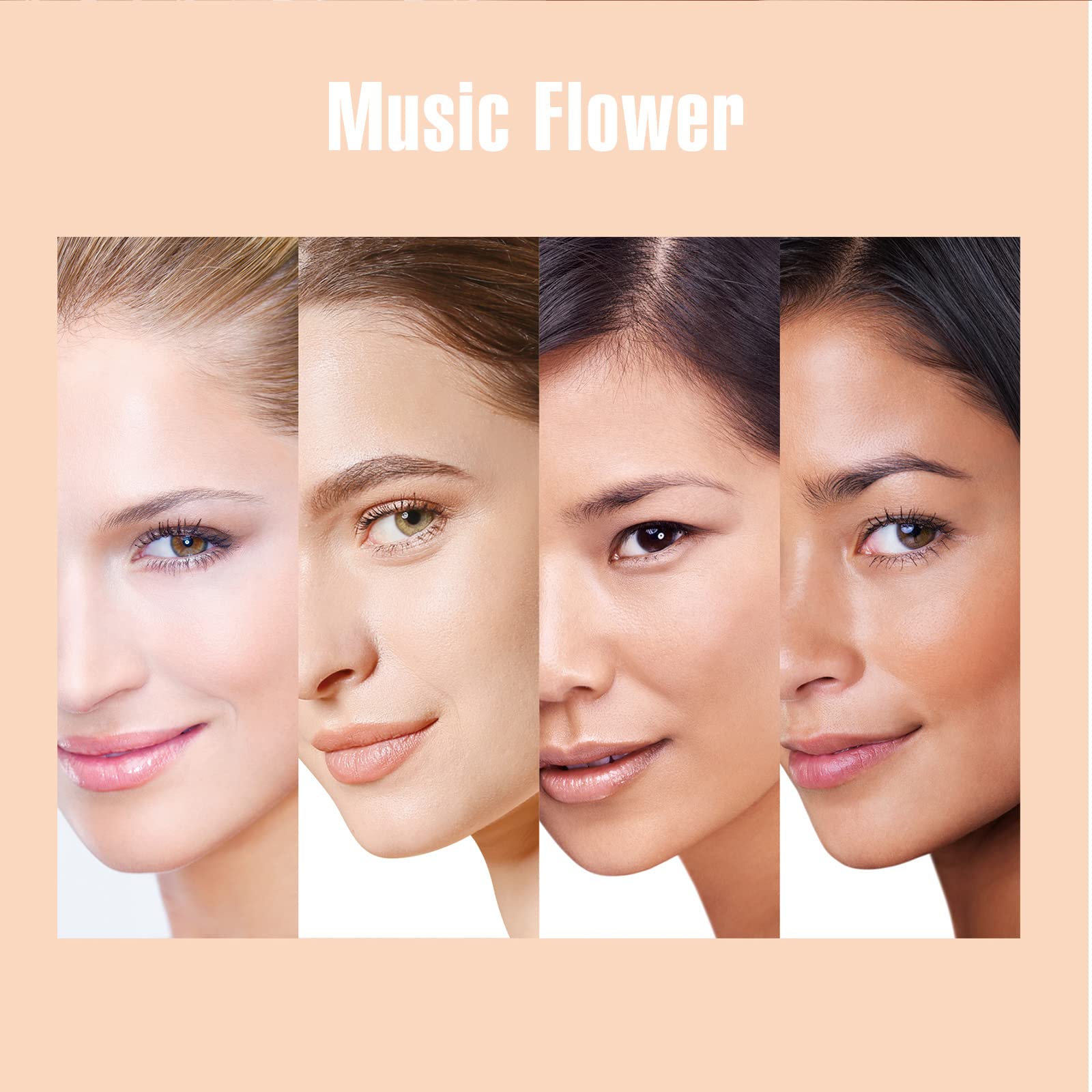 Music Flower Radiance Velvet Foundation, Lightweight Concealer Cream Matte Finish, Natural Long Lasting Full Coverage Make Up Look, 1.55 Fl Oz (44g) (Wheat)
