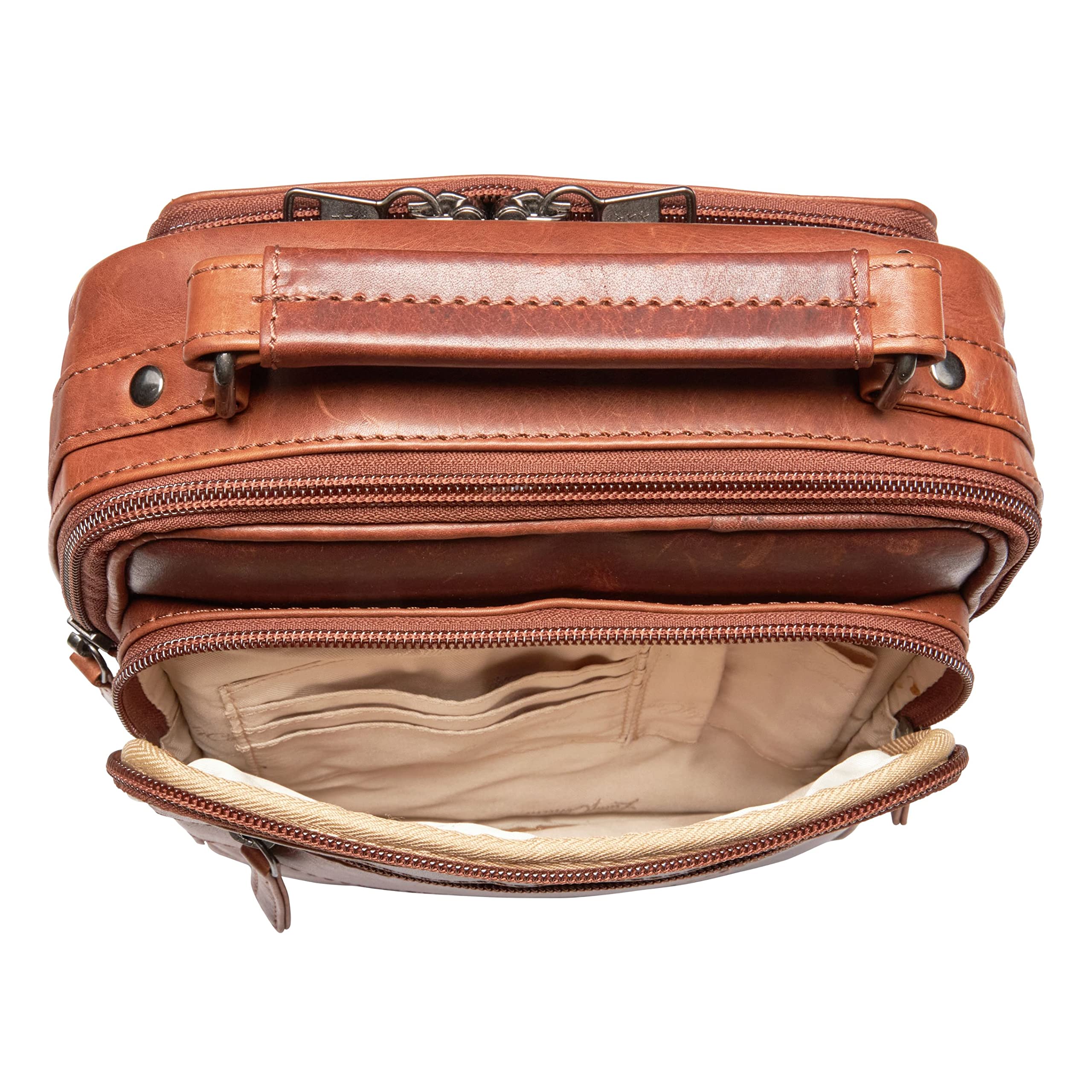 Lady Conceal Concealed Carry Logan Unisex Crossbody Bag (Cognac)