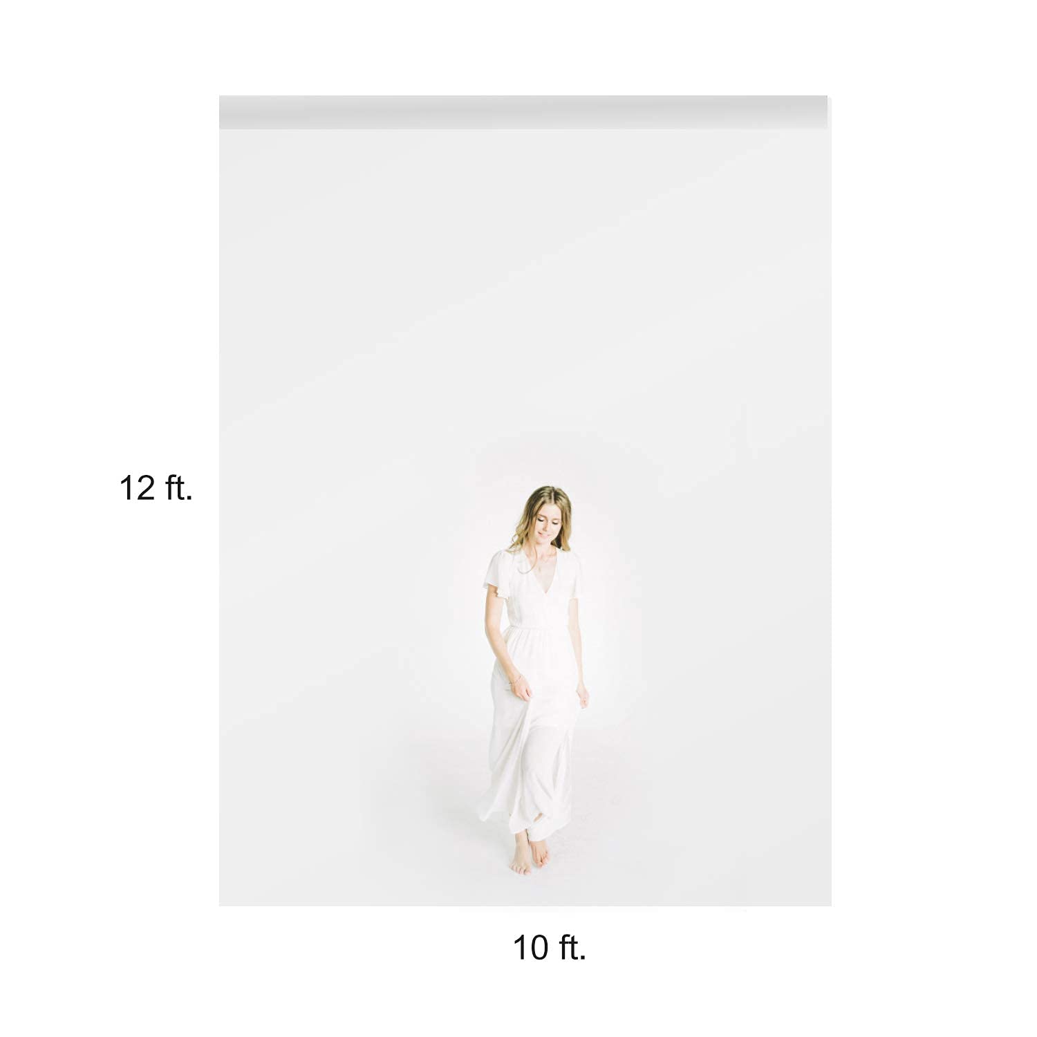 Julius Studio 10 x 12 ft. (W x H) Pure White Photography Background Backdrop Screen, High Density > 150GSM, Long Lifespan Premium A+ Grade Synthetic Material, Professional Photo Video Studio, JSAG121