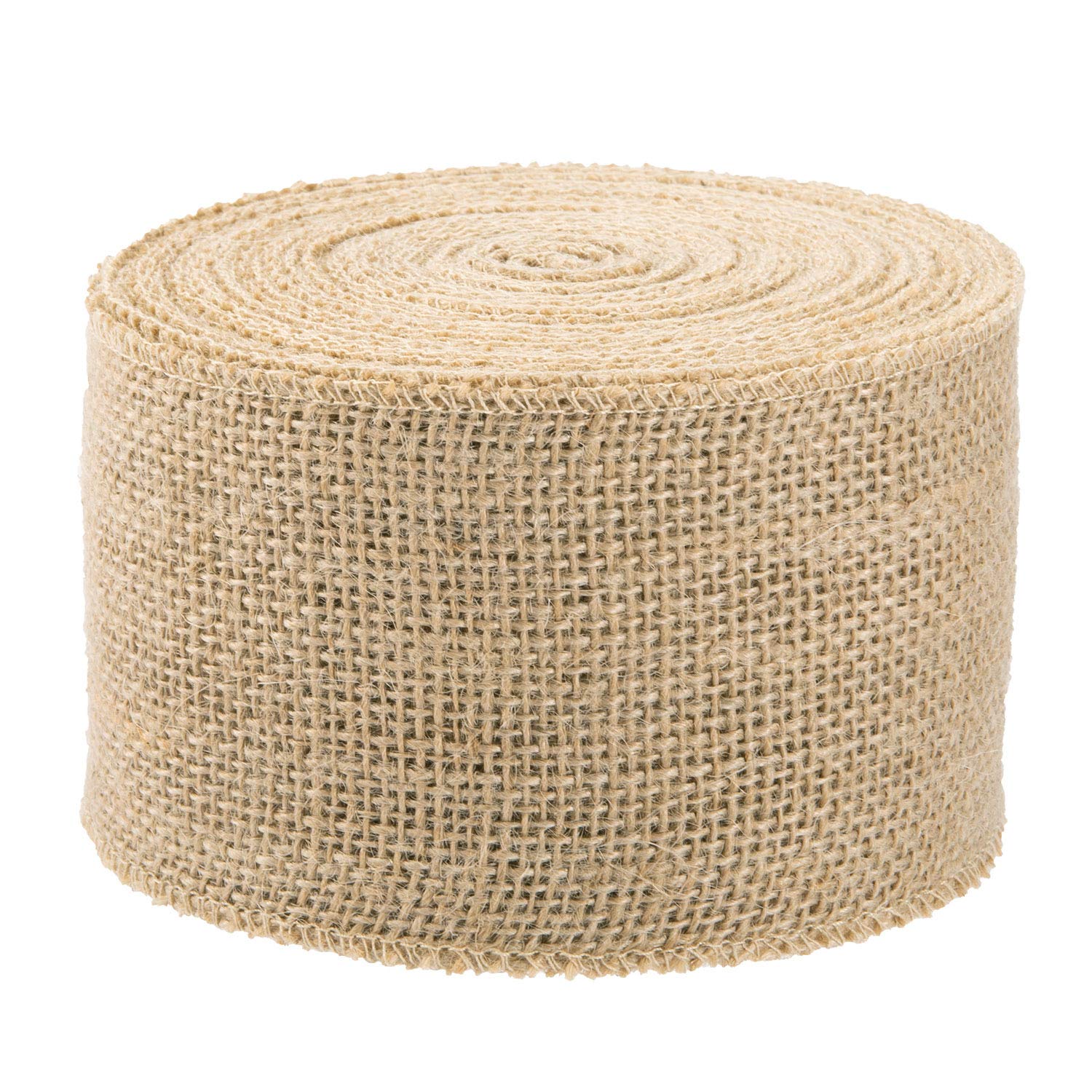 Humphrey's Craft 3 Inch Natural Burlap Fabric Ribbon - 10 Yards for Crafts Gift Wrapping Decoration Christmas Tree Succulents Chairs Dining Tables.