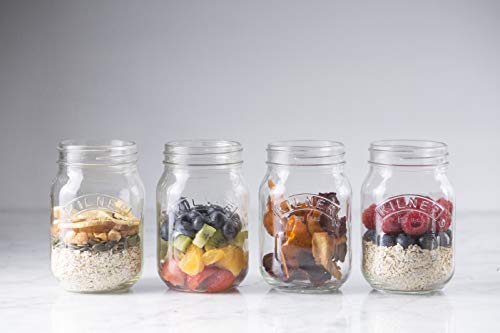 Kilner Snack On The Go Glass Jar Set Stainless Steel Cup Keeps Dry Ingredients Separate from Wet Foods, 17-Fluid Ounces, 0.5L