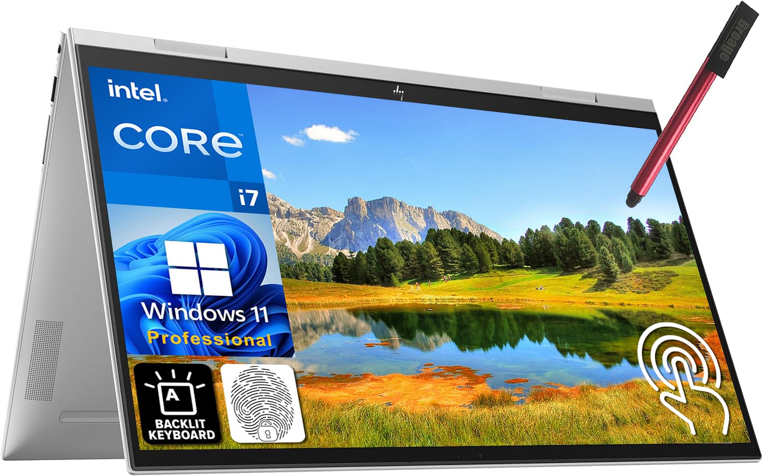 HP Envy x360 15.6" Touchscreen FHD 2-in-1 Business Laptop Computer, 12th Gen Intel 12-Core i7-1260P, 32GB DDR4 RAM, 1TB PCIe SSD, WiFi 6, BT 5.3, Backlit KB, Windows 11 Pro, BROAG 64GB Flash Stylus