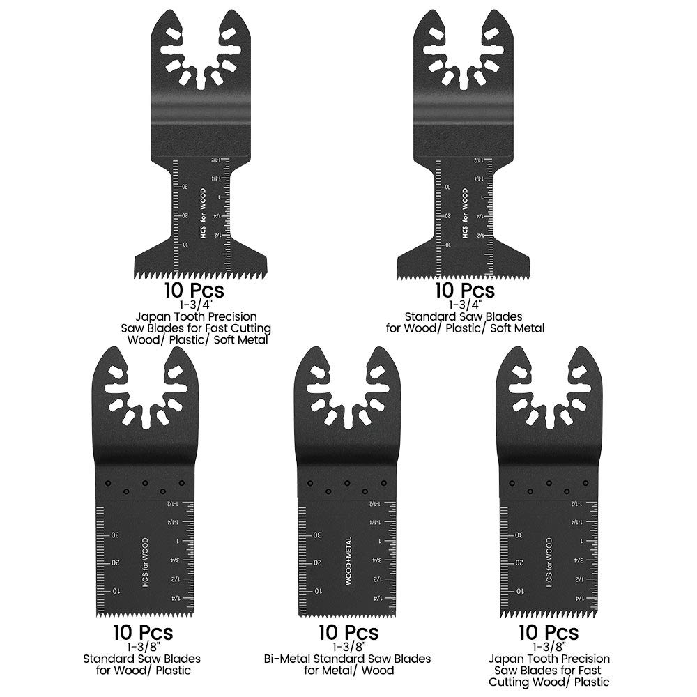 HOTBEST 50 Pack Wood Bi-Metal Oscillating Saw Blades Universal Quick Release Fit Porter Rockwell Cable, Black & Decker, Bosch Craftsman and More