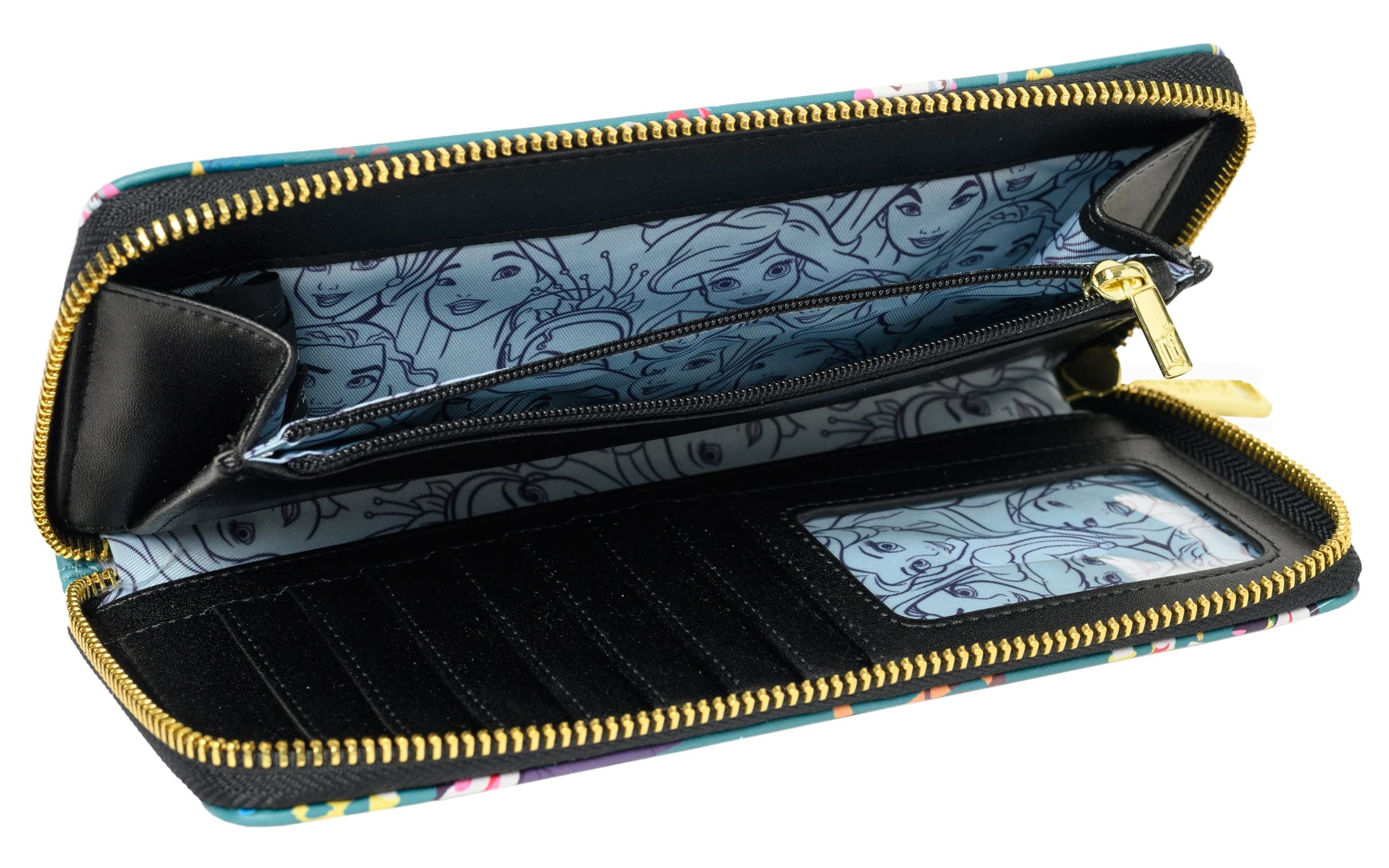 Loungefly Disney Wallet Princess Sidekicks Print Zip Faux Leather Clutch