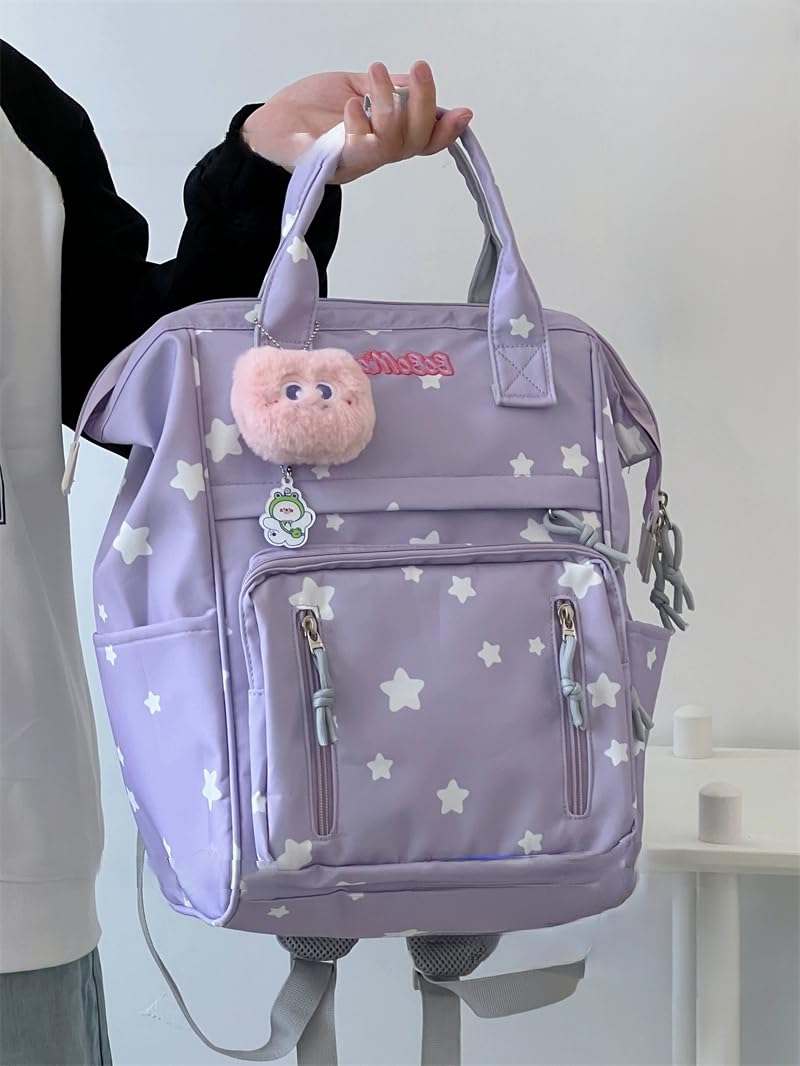 irLocy Star Backpack Y2K Backpack Cute Preppy Backpack Aesthetic Backpack Y2K Accessories (purple)
