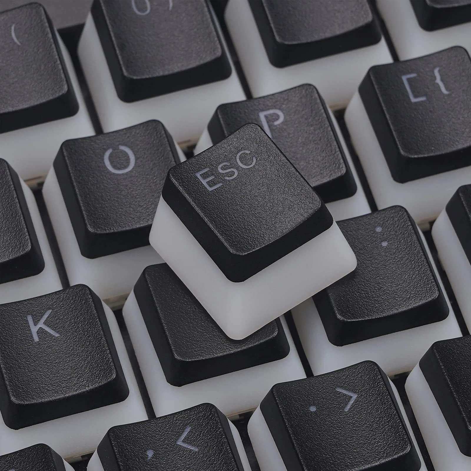 HUICCN PBT Keycaps Set - OEM Profile/US ANSI Layout - Double Shot Pudding Keycaps Set - with Puller - for Mechanical Keyboard (Black, 112 Keys)