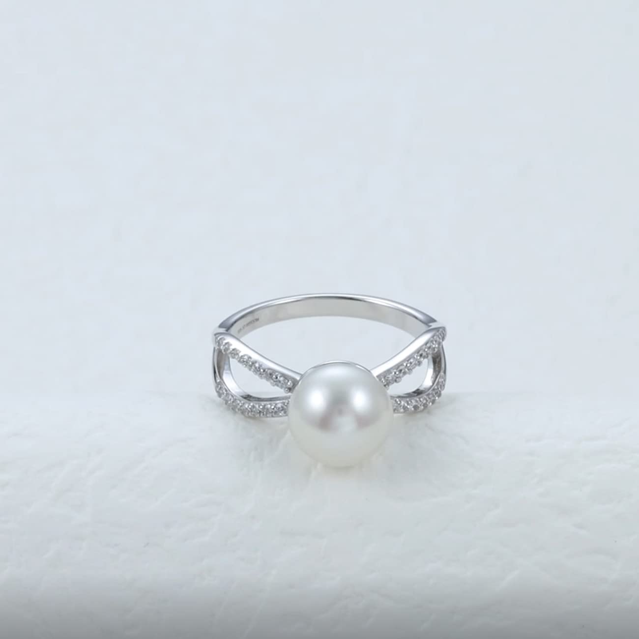 JO WISDOM Pearl Ring,925 Sterling Silver Cubic Zirconia Women's Rings,size10