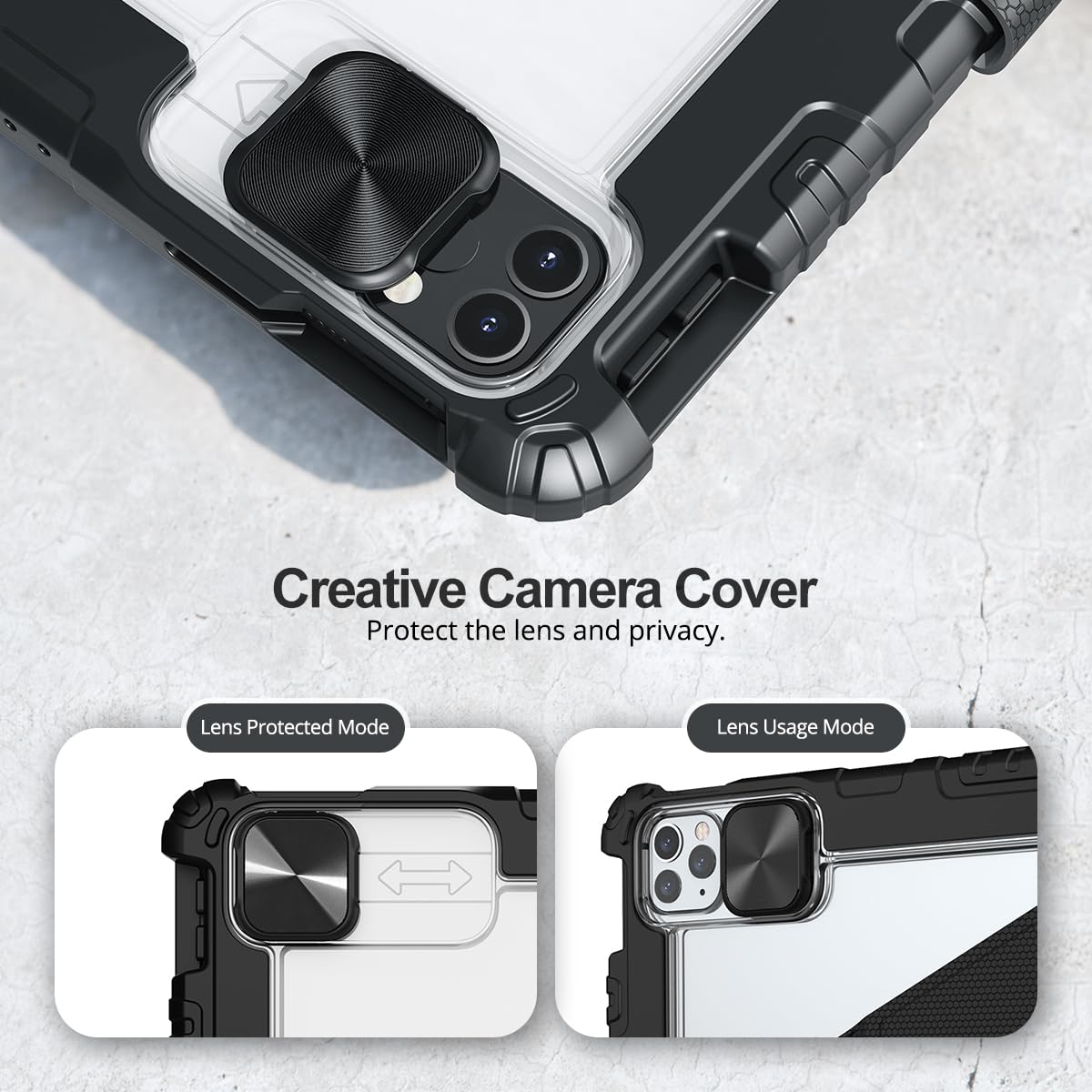 Nillkin iPad Air 13 inch Case with Detachable Magnetic Cover, iPad Pro 12.9 Case for iPad Pro 12.9 inch (3/4/5/6th Gen), with Pencil Holder, Camera Cover Slide, Built-in Magnetic Ring Case, Black