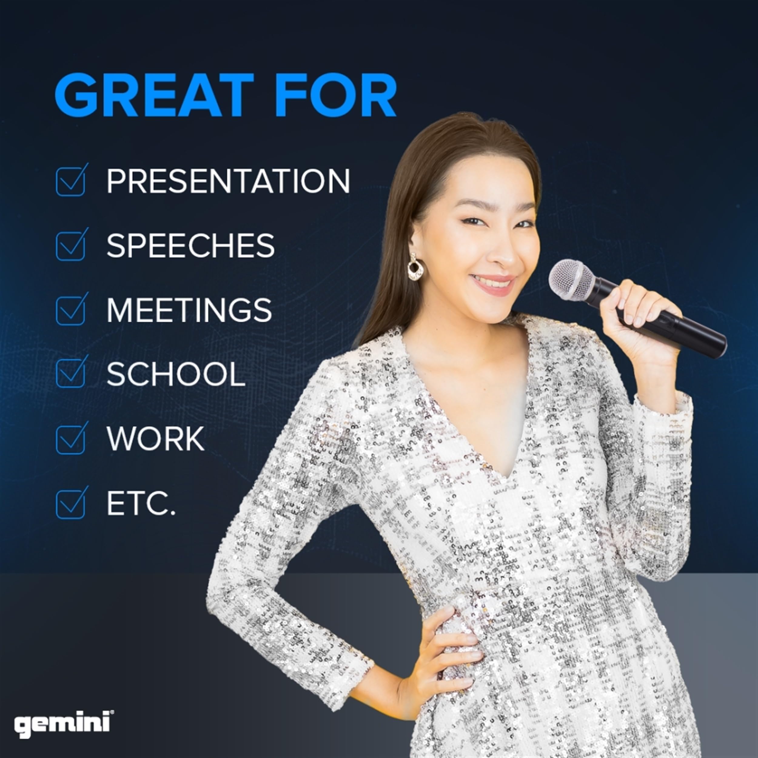 Gemini UHF Wireless Microphone Bundle β Professional Handheld & Lapel Mics, Dual-Channel Receiver, Long Range for Live Performance & Presentations (Hand Held Frequencies 3 + 4)