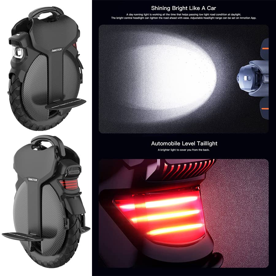 InMotion V11 Electric Unicycle 31 mph 75 Miles Mileage with Built-in Adjustable Suspension Safe and Comfortable Cruising EUC (US Plug), black, 21.18*18.1*5.82 inch