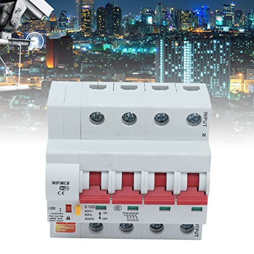 Tgoon Circuit Breaker, AC 400V IP20 Protection Level Bluetooth Boat Audio Circuit Breaker with Safe Lock for Mountain Facility for Isolated Island Power Supply(100A)