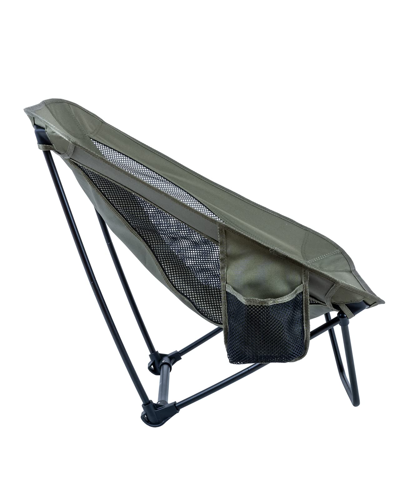 iClimb Low Ultralight Compact Camping Folding Chair with Side Pocket and Carry Bag (Green)
