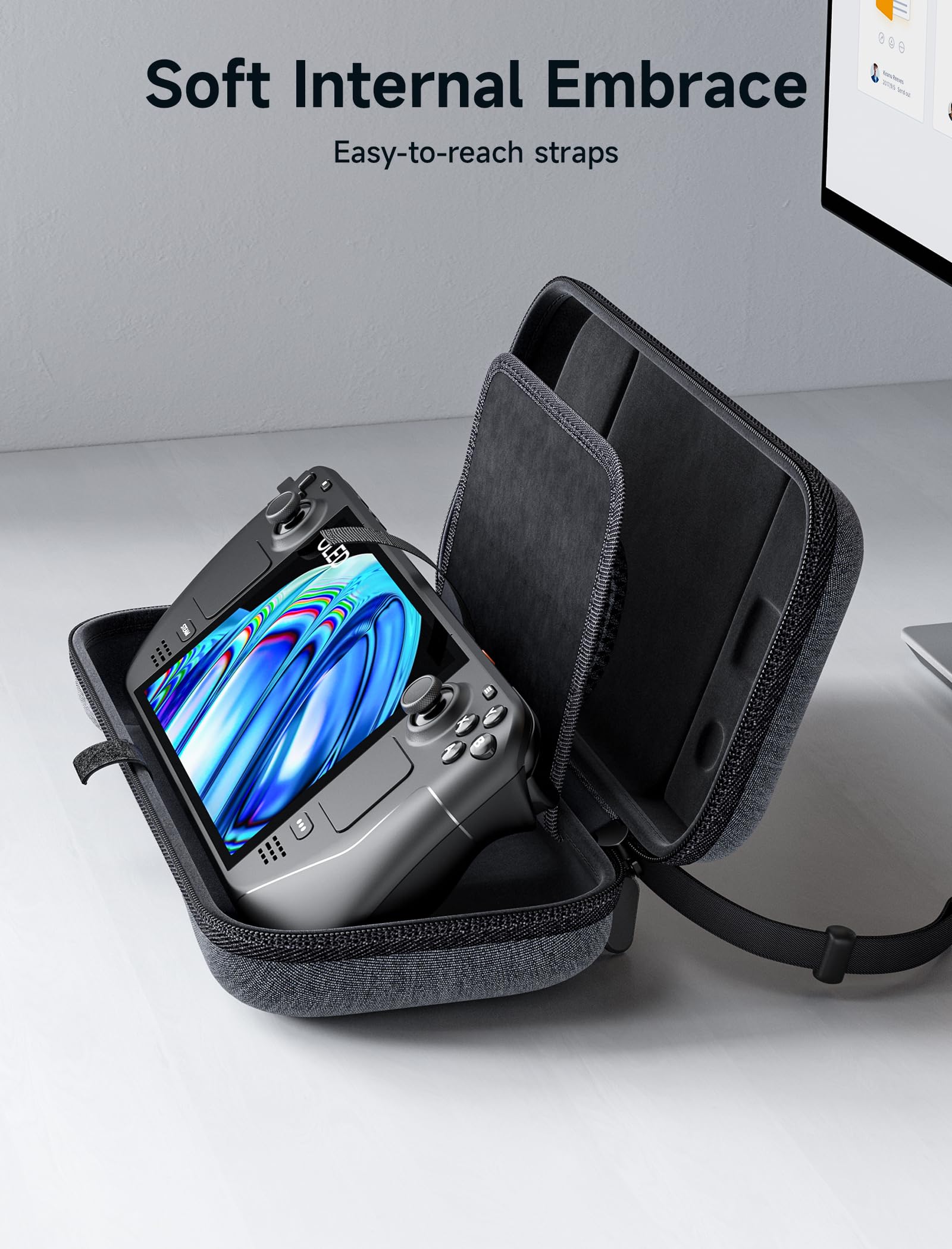 JSAUX Carrying Case Compatible with Steam Deck, Protective Hard Shell Carry Case Portable Travel Storage Bag Carry Case Pouch with Pocket for Steam Deck & Accessories - BG0101