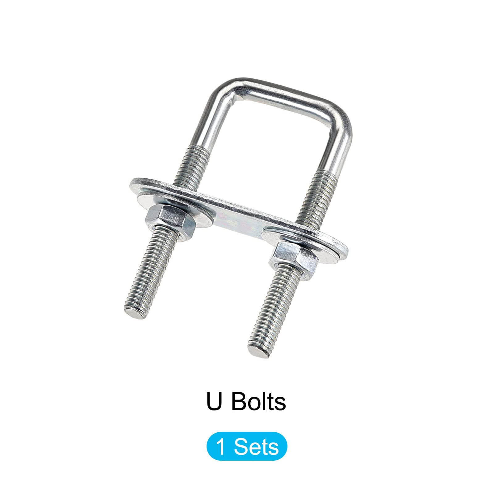 METALLIXITY U Bolts (M6x20x50mm), Square U Bolt Carbon Steel with Accessories - for Construction, Pipe