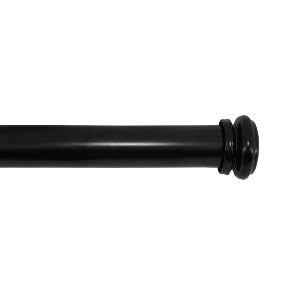 Home Decorators Collection 72 in. L to 144 in. L Telescoping 1 in. Single Curtain Rod Kit in Matte Black