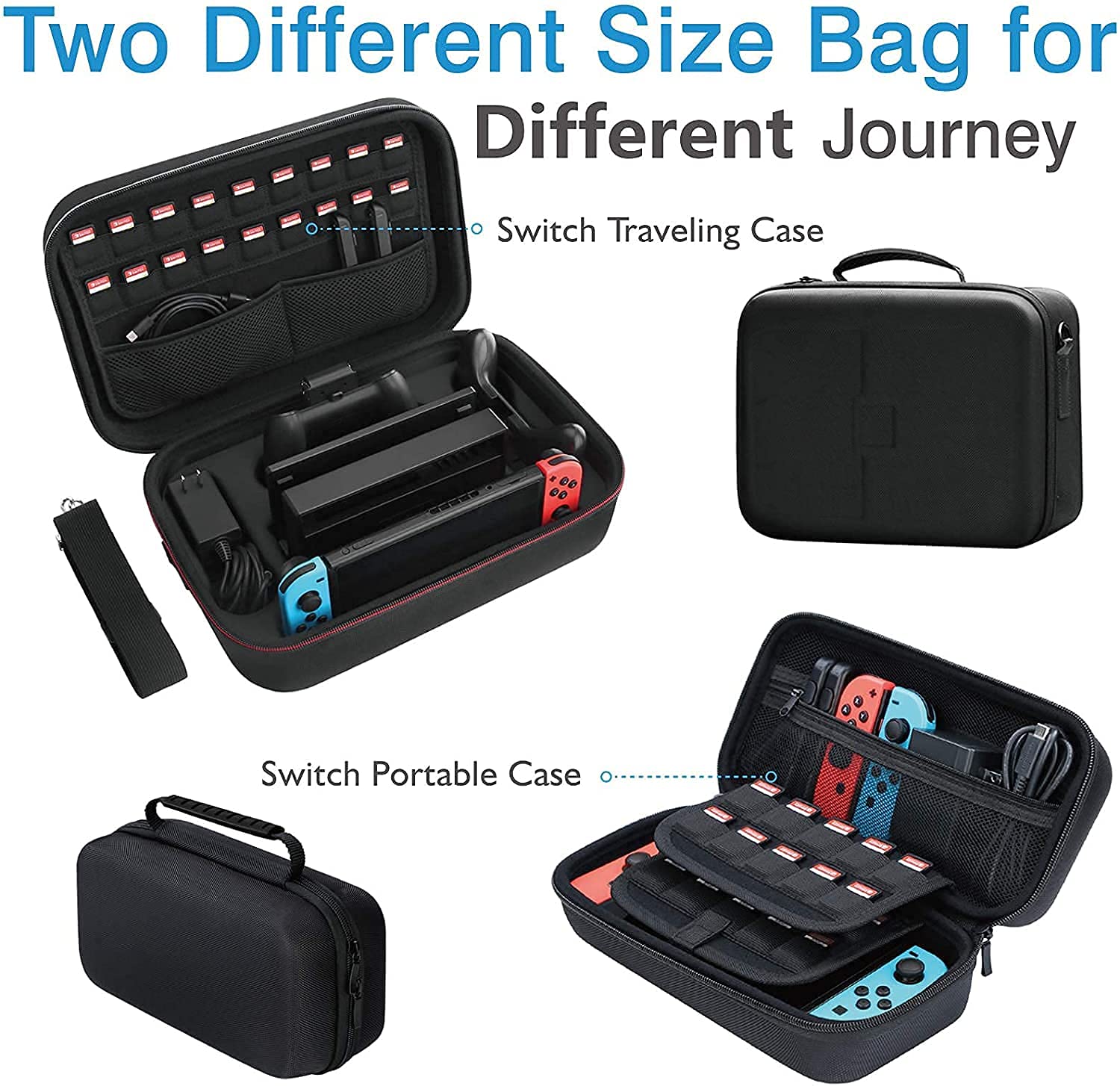 HEYSTOP Compatible with Nintendo Switch Case 23 in 1 Switch Accessories Gift Kit Protective Case Screen Protector Thumb Grip Cap Joycon Charger Wheel Grip TPU Case PlayStand Game Card Box Epic Pack