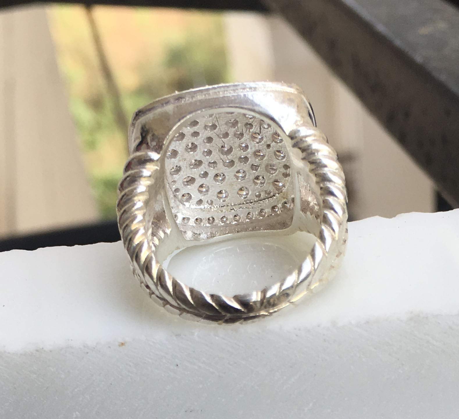 Gempara Designer Inspired 17 x 17mm Simulated 1.53ctw Pavé Diamonds Albion Ring Size 7 8 9 (6)