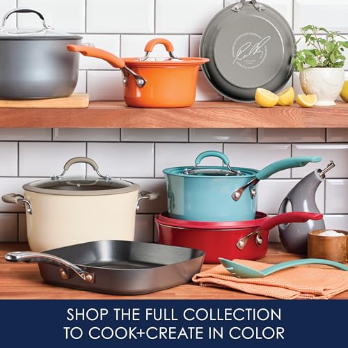 Rachael Ray Cook + Create Nonstick Cookware Saute Pan with Lid, 3 Quart - Orange