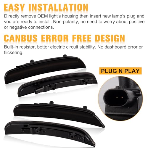 Gempro LED Side Marker Lights Compatible with Charger LD 2015-2023 Front Rear Bumper Marker Lamps 73816/73819