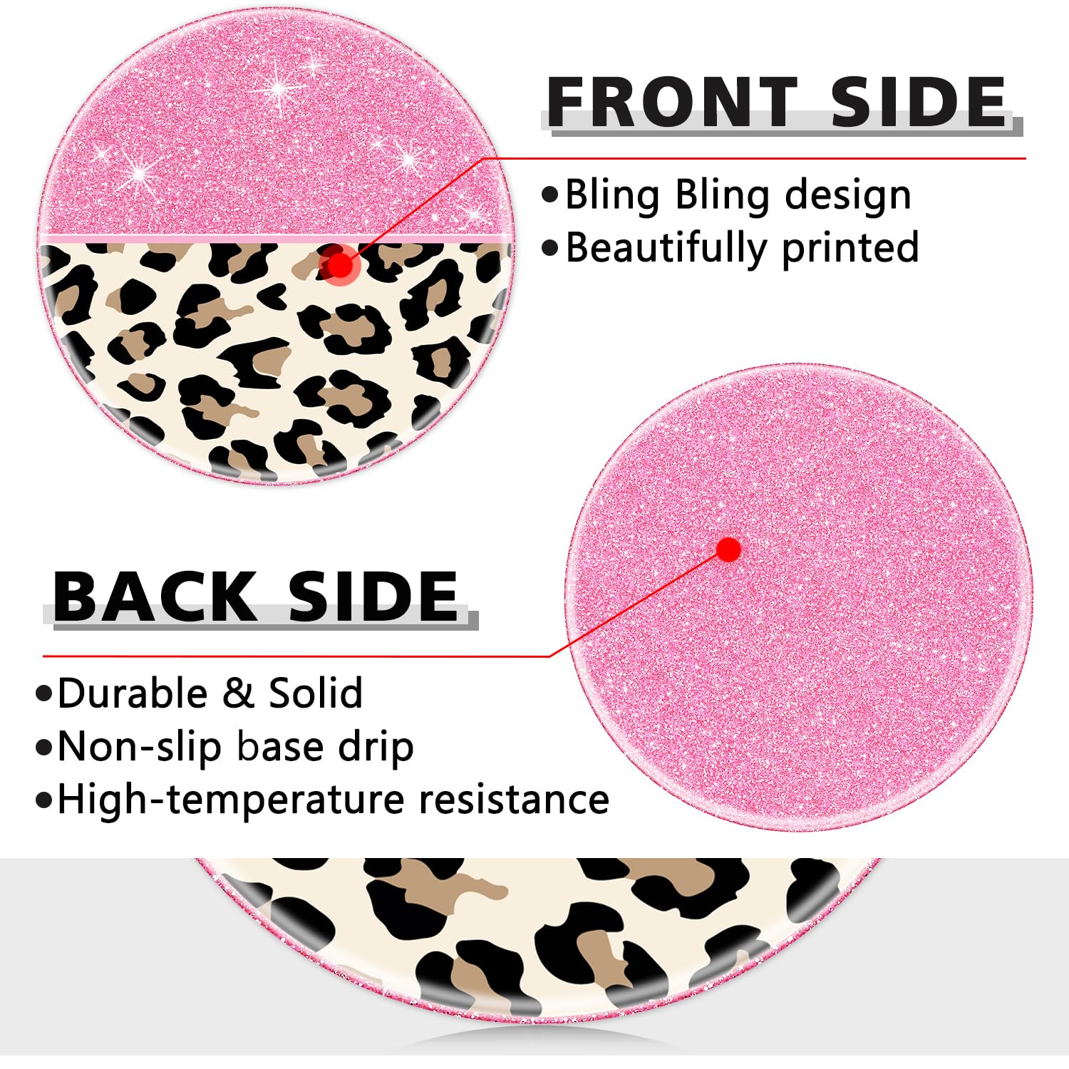 Jupswan Car Cup Holder Coaster 2 Pack Cute Leopard Print Acrylic New Automotive CupHolder Accessories Interior Decor Decorations for Women