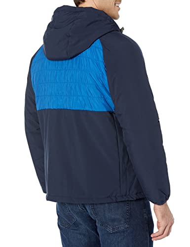 London Fog Men's Mixed Media Active Jacket, Blue, Small