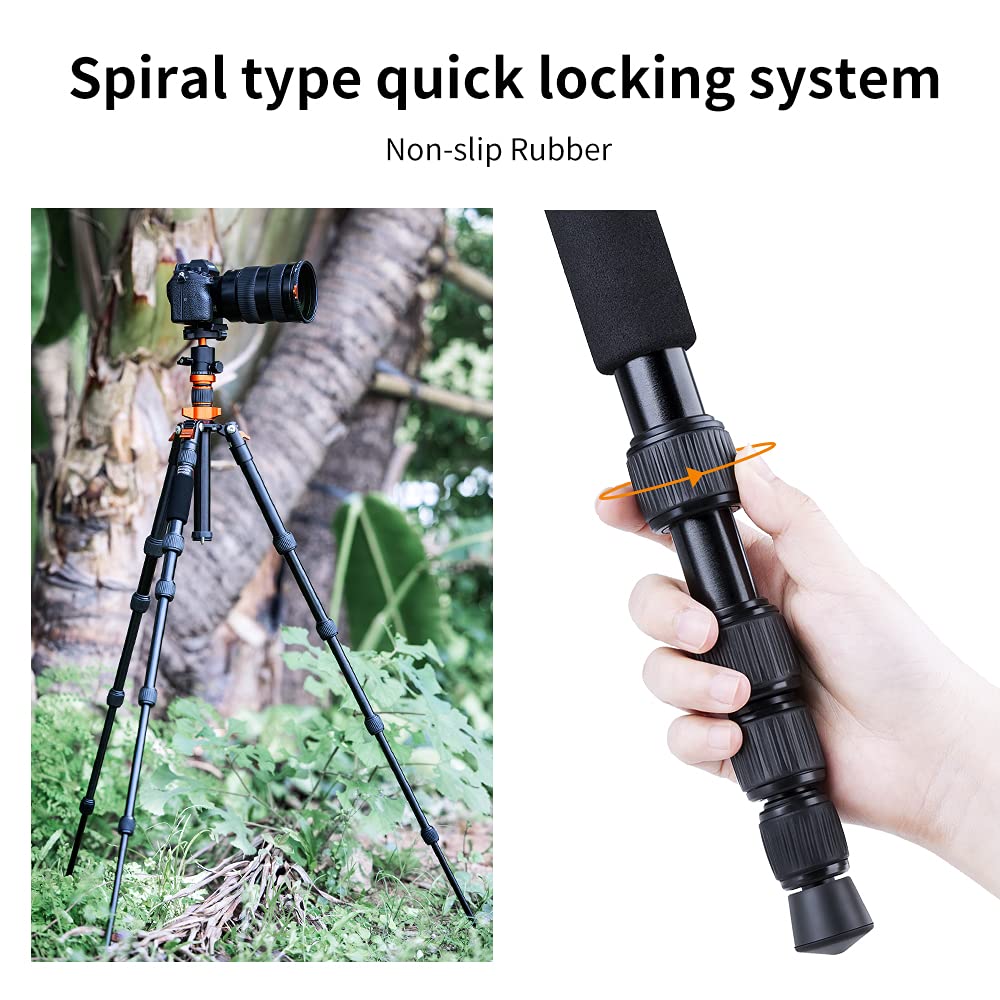 K&F Concept Camera Tripods,51 inch Lightweight Compact Tripod with 360 Degree Ball Head,Quick Release Plate,Detachable Monopod 8KG Load Capacity for SLR DSLR Camera C225A0+BH-25 (SA225M1)