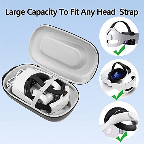MengK Carrying Case for Oculus Quest 2 Compatible with Strap, Hard Case Lightweight Design for Easy Portability and Travel
