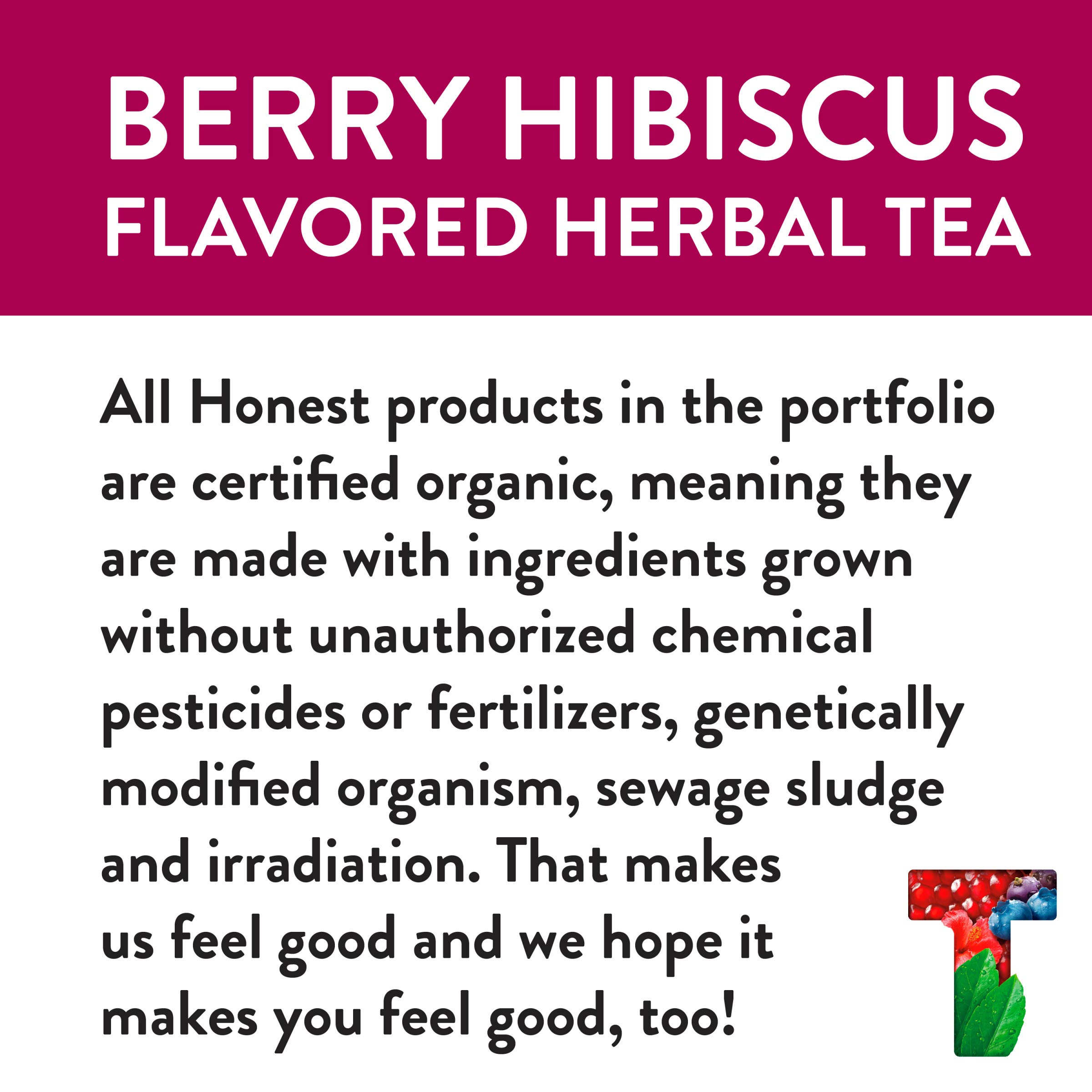 Honest tea Organic Fair Trade Berry Hibiscus Flavored Herbal Tea, 16.9 fl Oz (Pack of 12)