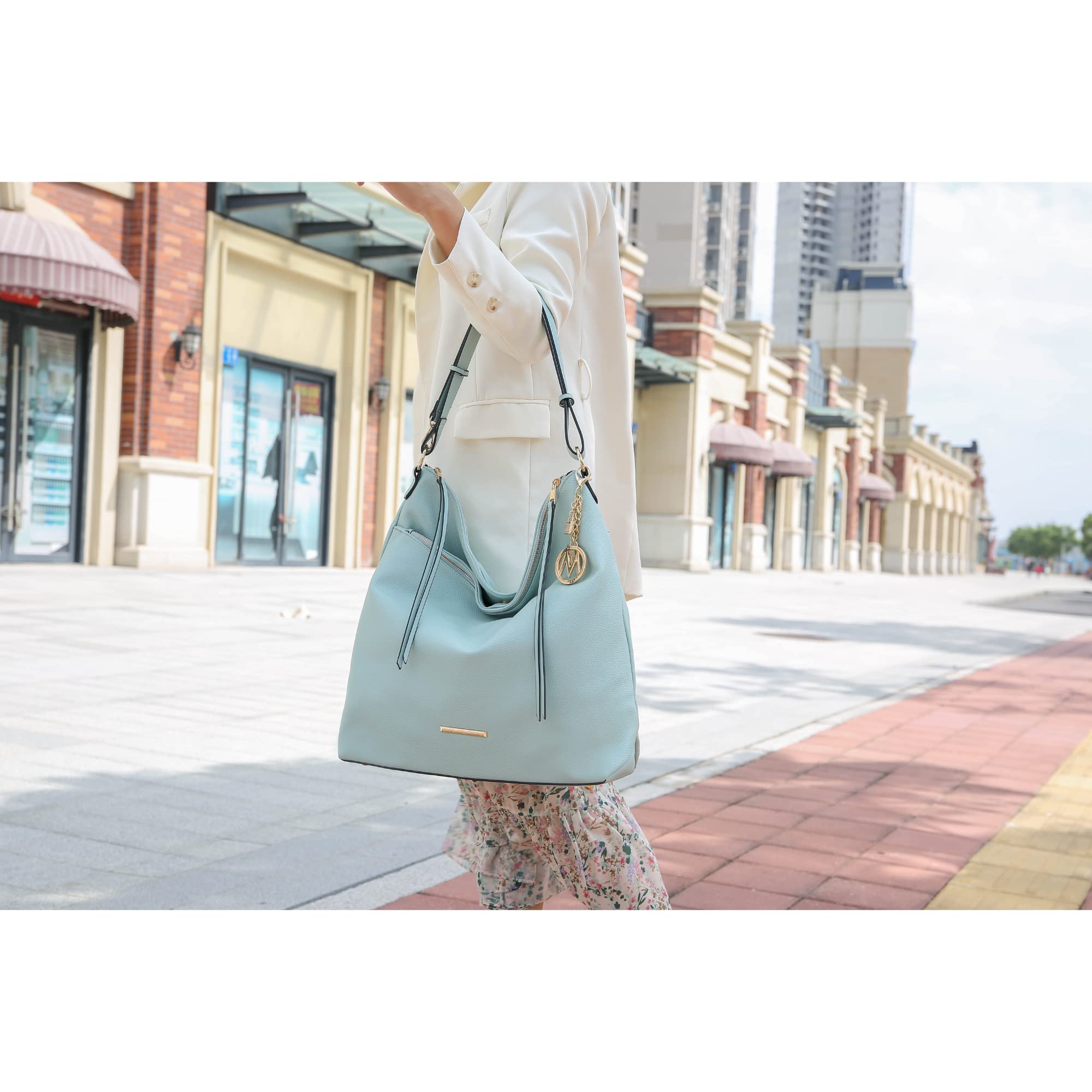MKF Hobo Bag for Women – PU Leather Shoulder Purse Pocketbook Fashion – Top Handle Multi Pocket Handbag Elise