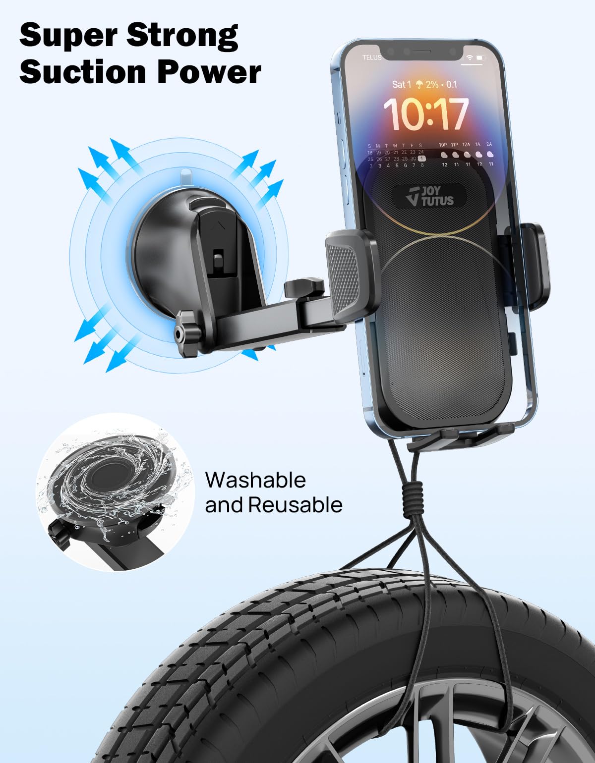 JOYTUTUS Universal Phone Holder Car, [Military-Grade Suction & Stable Clip] Phone Mount for Car Dashboard Windshield Air Vent, Hands-Free Cell Phone Holder Car Fit iPhone Samsung All Smartphones