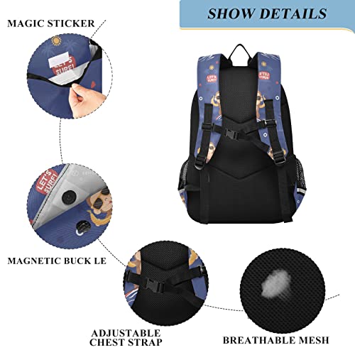 Vnurnrn Kids Backpack Surfing Monkey Print Big Storage Multi Pockets 17.7 IN School Backpack with Chest Buckle Reflective Strip for Boys Girls 6+ years in Primary Middle High School