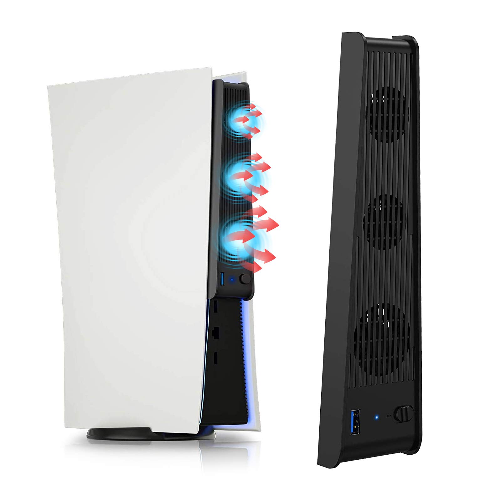 ICQUANZX Cooling Fan for Sony Playstation 5,USB External Cooler 3 Fan for PS5 Digital Edition & Ultra HD Video Game Consoles Mini Cooling System