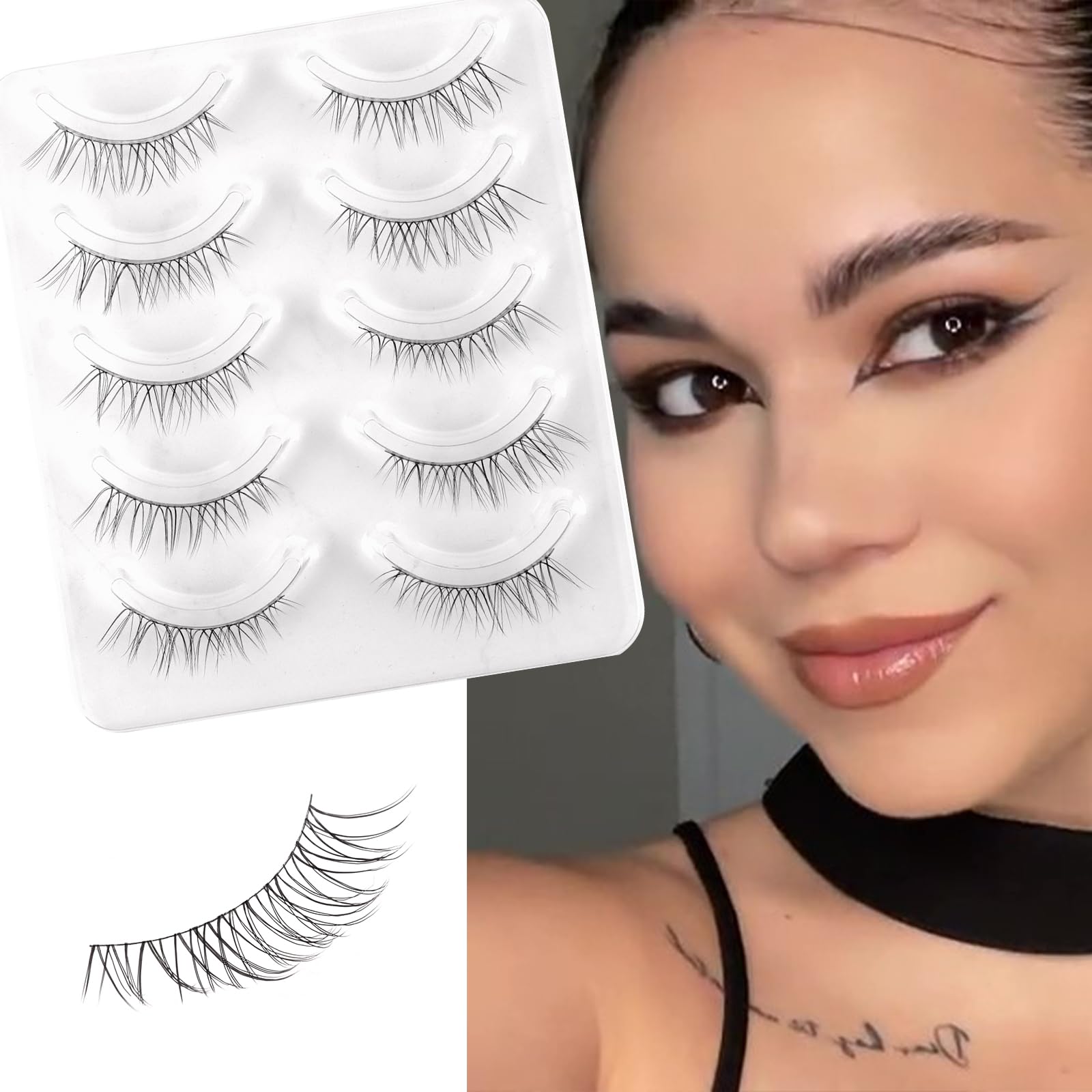 Lashes Eyelashes Lashes Wispy False Eyelashes Natural Eyelashes Mink Lashes, Frihappy Lashes 5 Pairs Frihappy#17-Understated