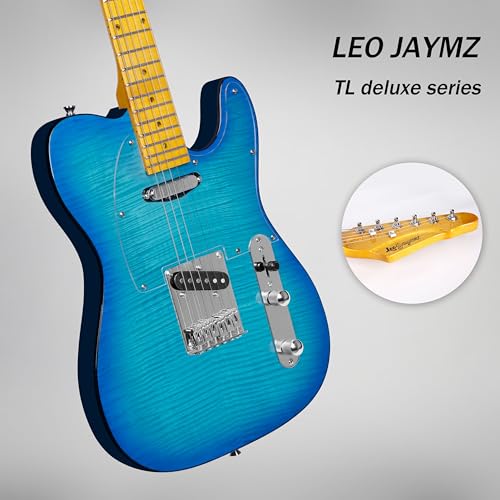 Leo Jaymz ResonanceX Pro Electric Guitar with Flame Maple Top - High Gloss Mahogany Body and Hard Maple Neck - High Transparent Acrylic Pickguard - Highly Output Alnico V Pickups