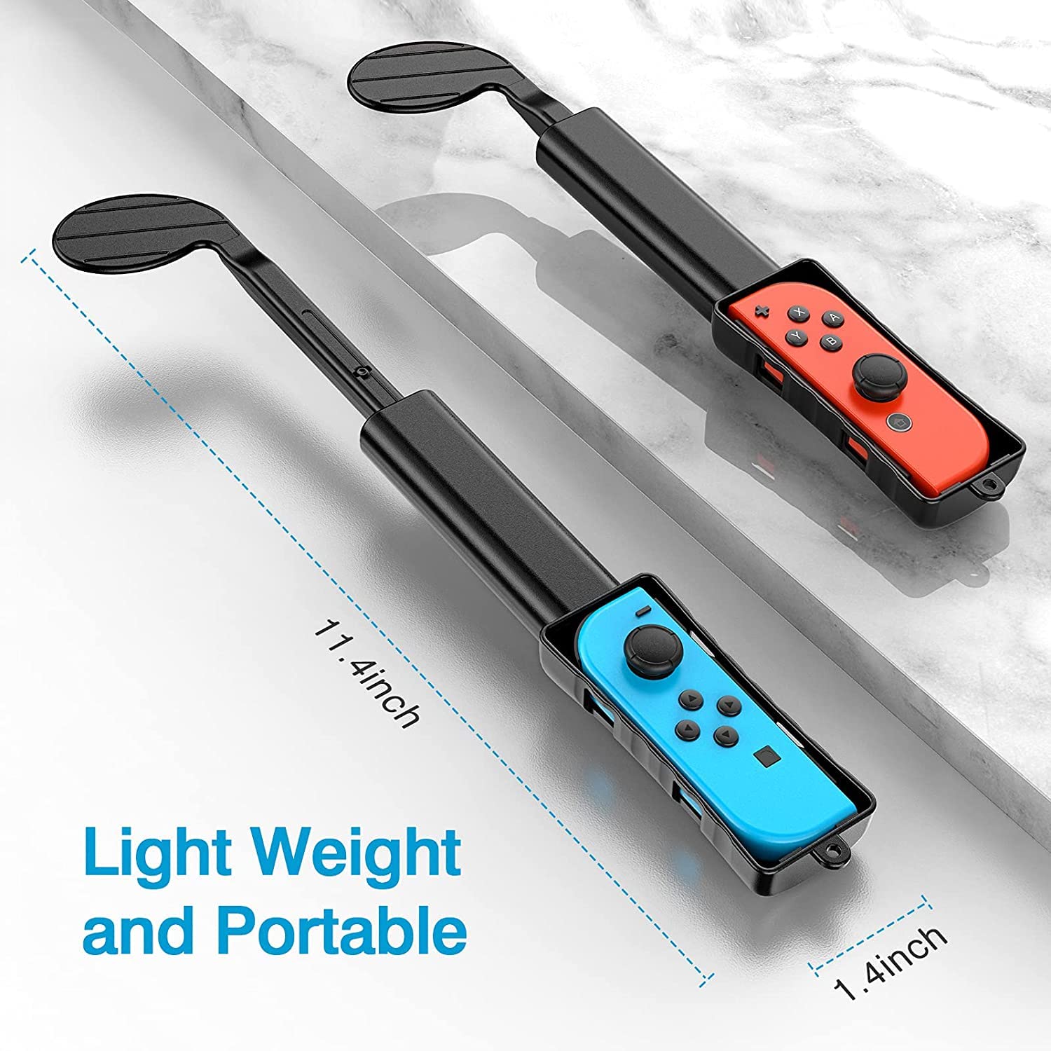HEYSTOP Switch Mario Golf Club Compatible with Nintendo Switch/Switch OLED Controller Joy-Con, Nintendo Switch/Switch OLED Sports Game Accessories Pack for Mario Golf Super Rush Twin Pack, Black