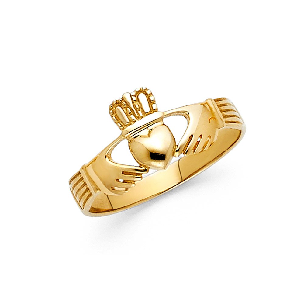 GM Fine Jewelry 14k Yellow Gold Friendship and Love Irish Claddagh Ring - Size 8.5