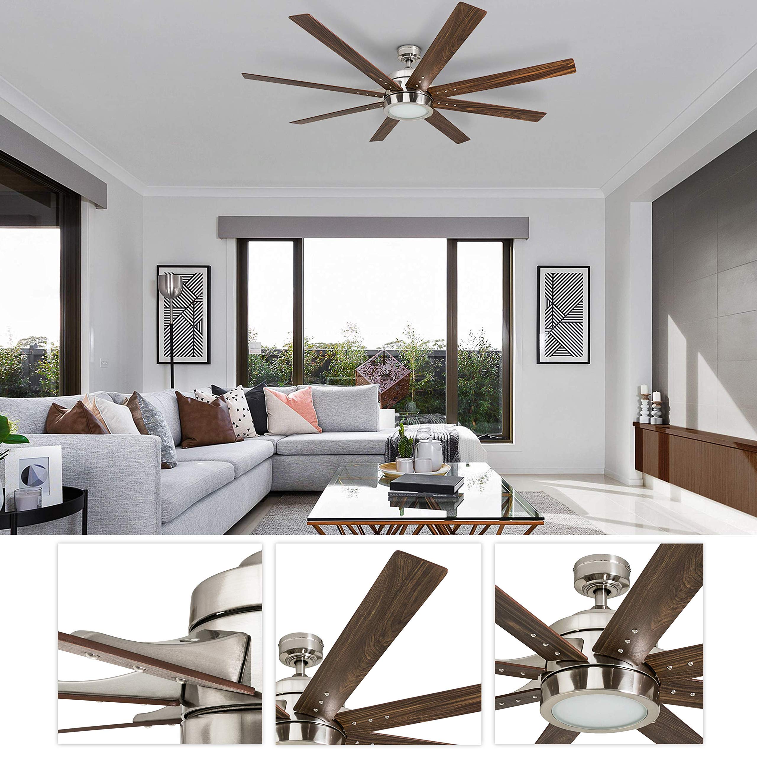 Honeywell Ceiling Fans 50608-01 Xerxes Ceiling Fan, 62, Brushed Nickel (Renewed)