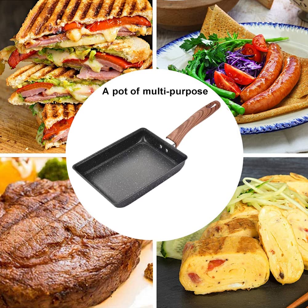 Lchkrep Japanese Omelette Pan-Tamagoyaki Nonstick Pan-Square Pan -Egg Roll Pan-Rectangle Frying Pan-Small Frying Egg Pan, Cooktop Safe, Easy to Clean,6.3 x 7.8 inch (Black)