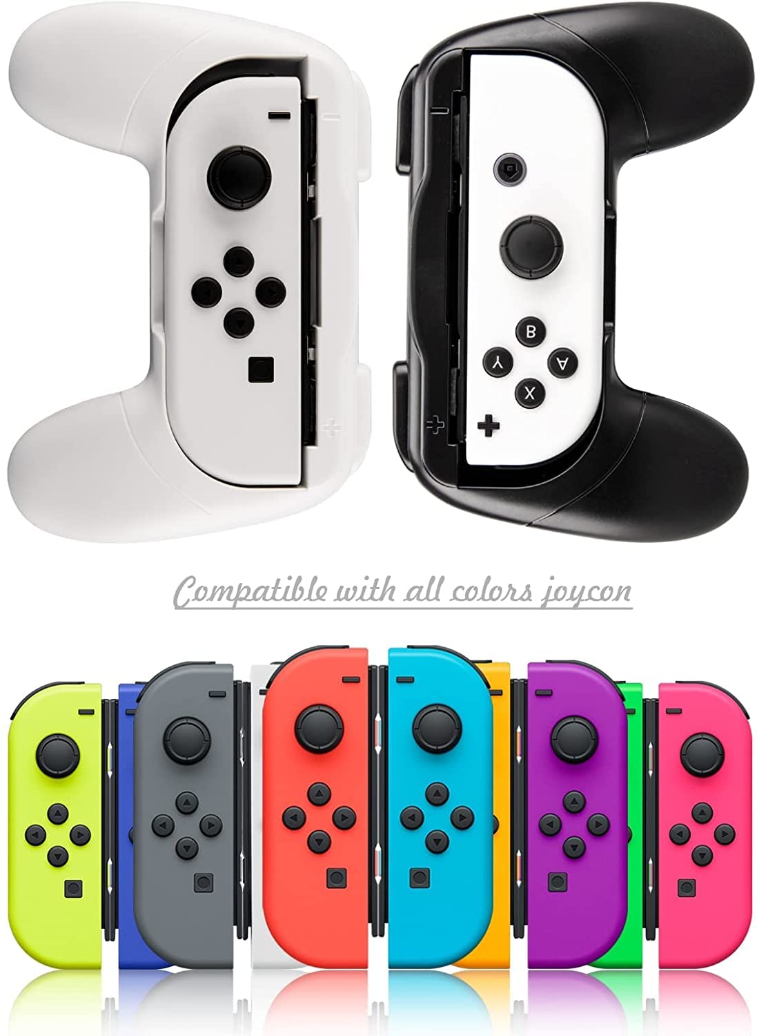 Lammcou Games Controller JoyCon Grip Kits for Switch, Ergonomic Switch Grip Handle Handheld Protective Case (Black-White)