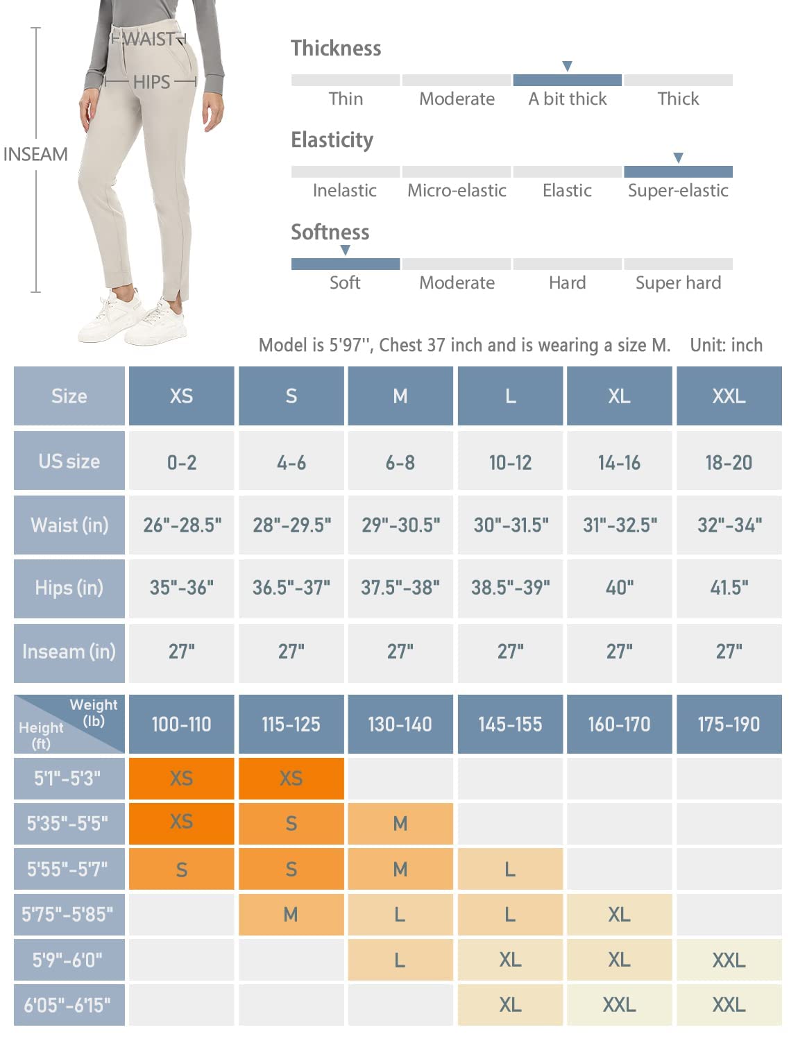 Hiverlay Womens Golf Pants Work Pants Stretch Lightweight Khaki Dress Pants Business Casual with Zipper Pocket White L
