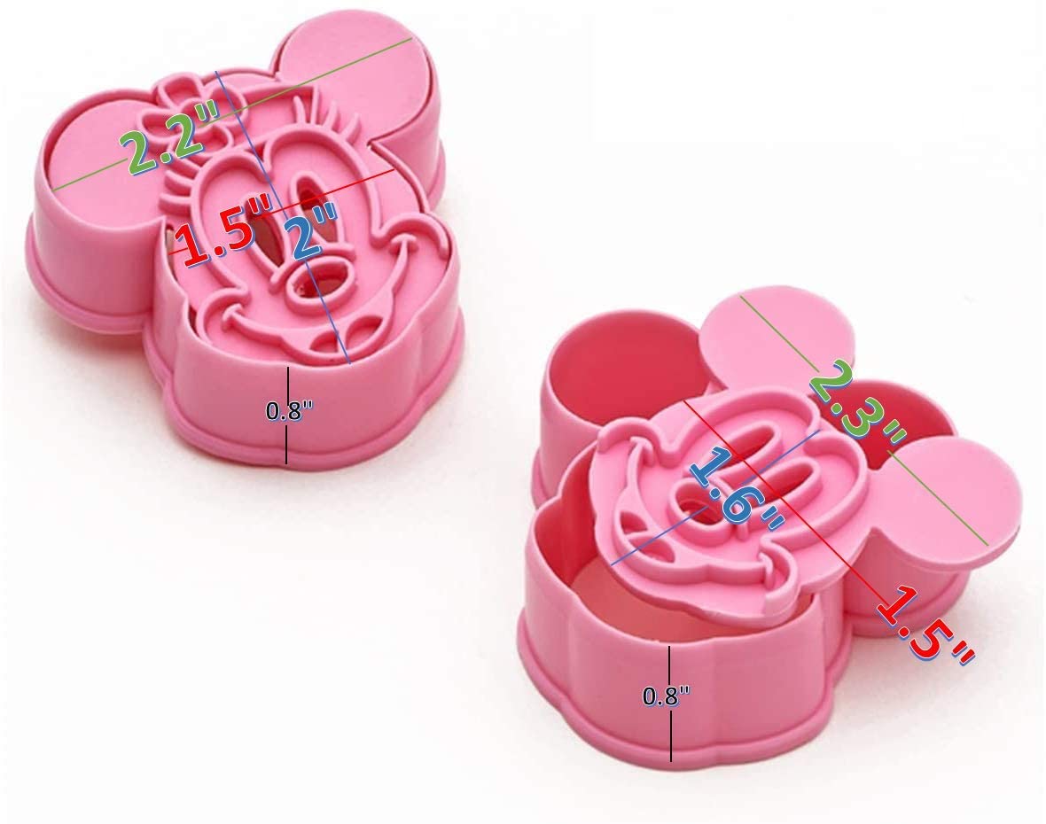 Mickey Minnie Shape Cookie Cutter Mold Set Cookie Cutters for Baking Stamps 2.2" ear to ear, 1.5" mid-face, 1.6" height. 0.8" thick - with a small Pipette Squeeze Dropper