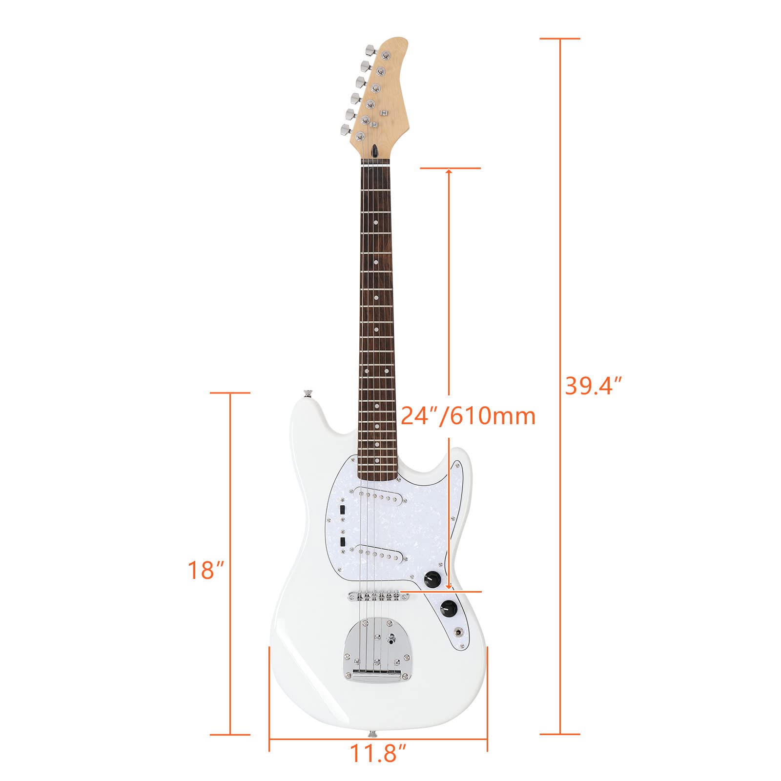 Ktaxon 39 Inch Full Size Electric Guitar 6 String Electric Guitar Kit with Portable Electric Guitar Bag, Adjustable Strap, Connecting Wire, Spanner Tool, Plectrum and Tremolo Bar(White)