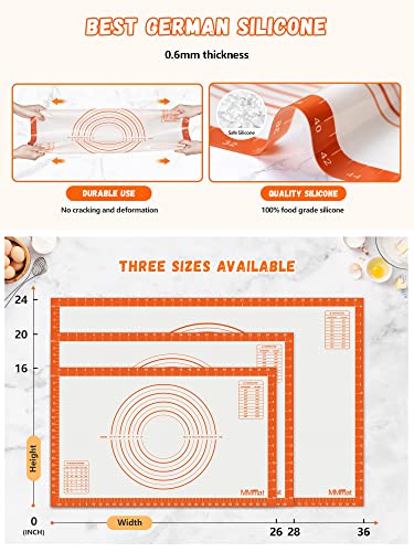 MMmat Silicone Pastry Mat, Extra Large Non-slip Silicone Baking Mat with Measurements, Counter Mat, Dough Rolling Mat, Fondant and Pie Crust Mat, (36 x 24 IN) 36'' By 24''